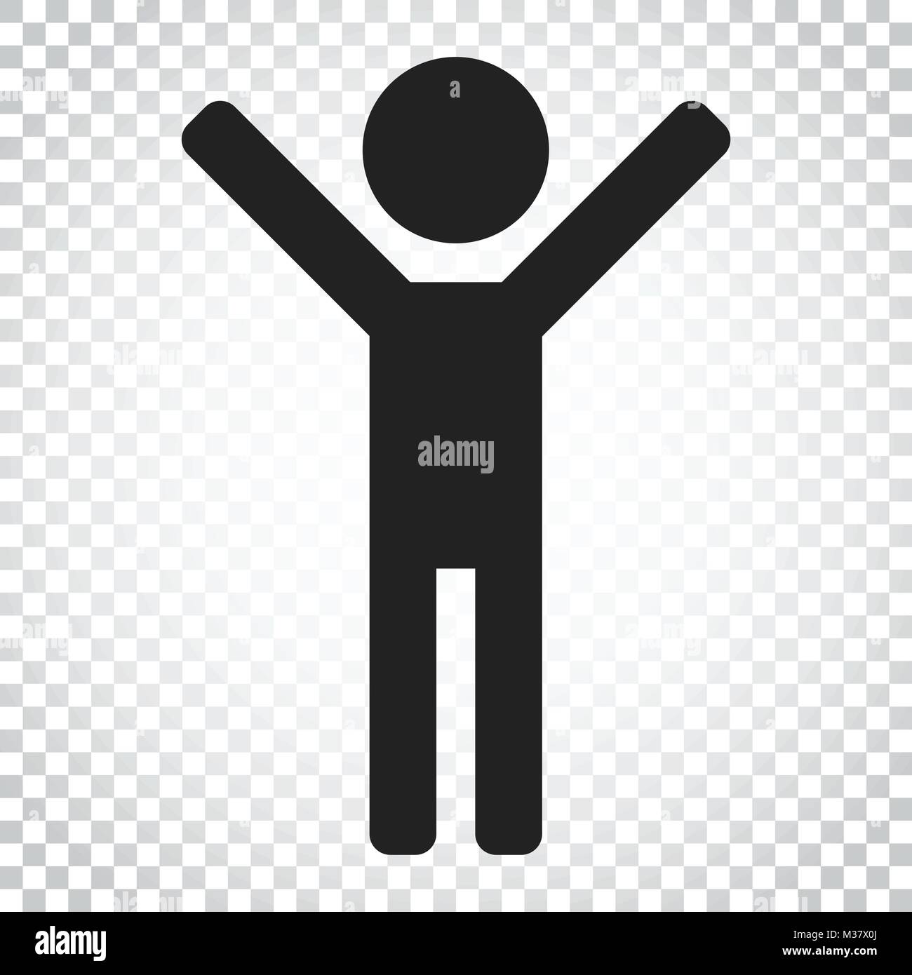 Happy man with hands up vector icon. People happy sign illustration ...
