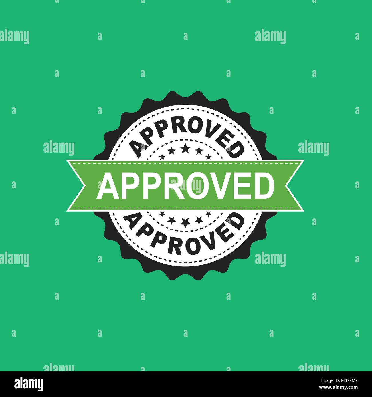 Approved seal stamp vector icon. Approve accepted badge flat vector ...