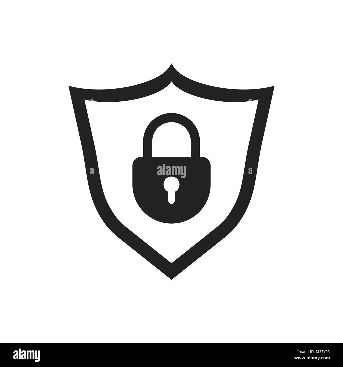 Lock with shield security icon. Vector illustration on white background ...