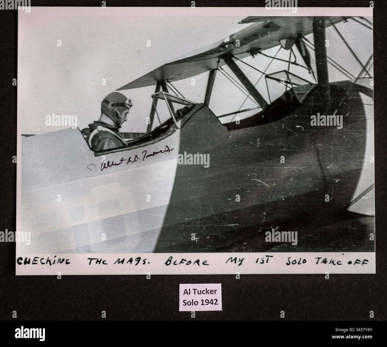 A photograph of Al Tucker Jr., preparing to takeoff for his first solo ...