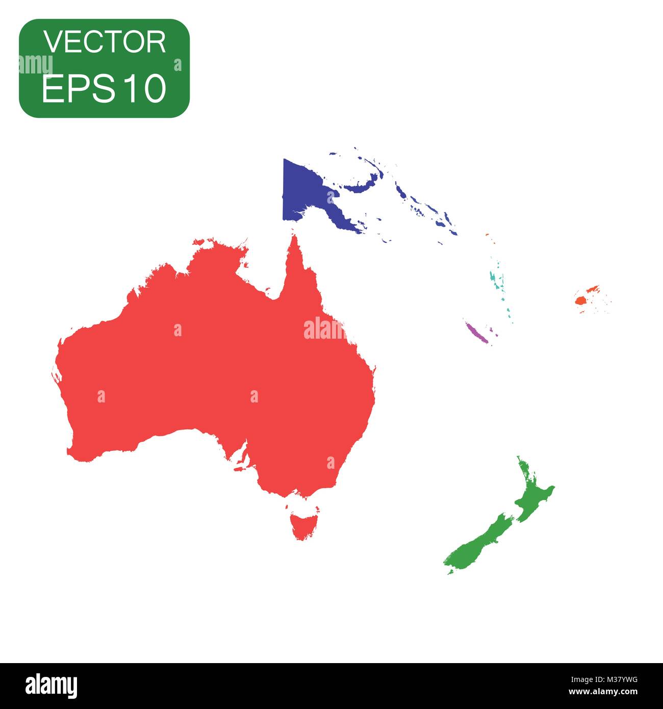 Political Map of Oceania and Australia icon. Business cartography ...