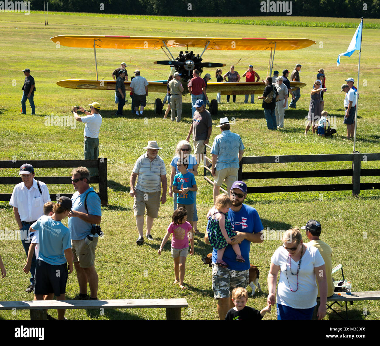 Spectators get an uncles look at a PT-17 biplane after the Flying ...