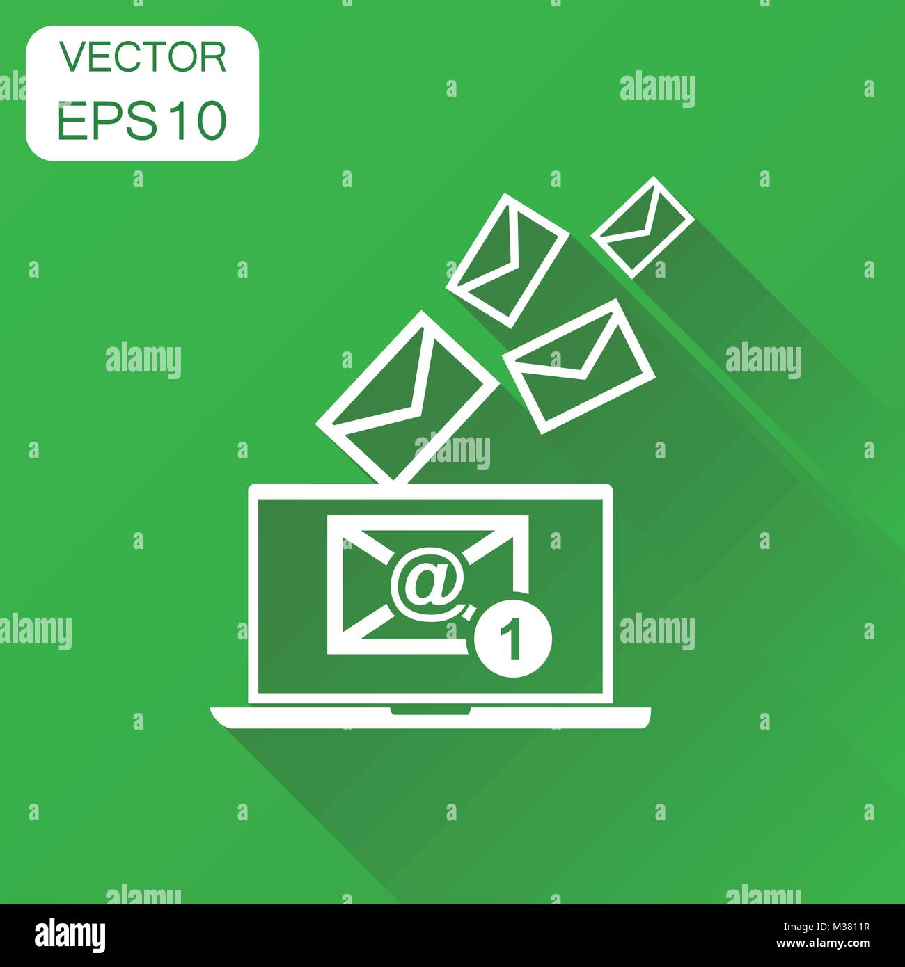 Email envelope message on laptop icon. Business concept e-mail inbox ...