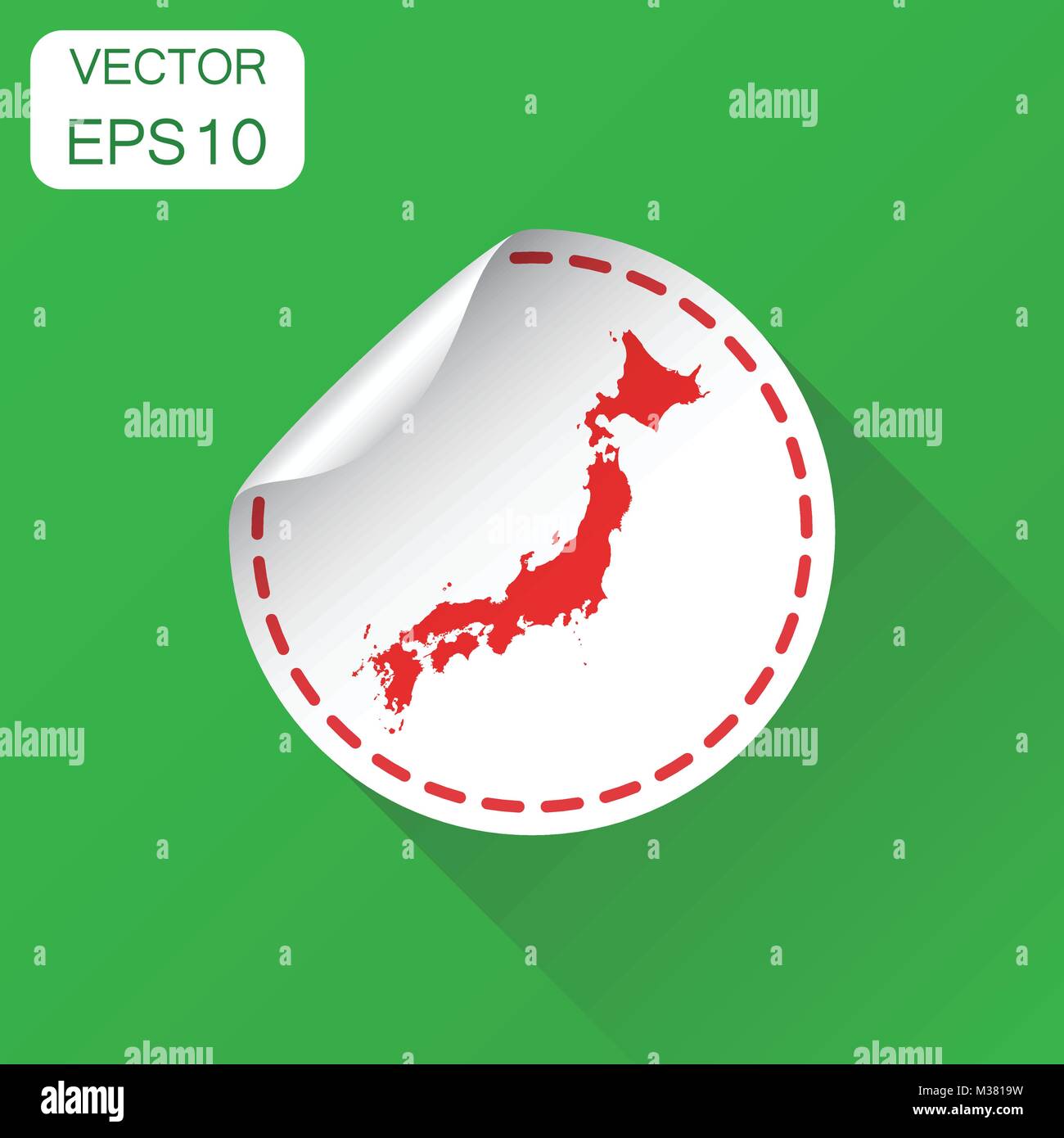Japan sticker map icon. Business concept Japan label pictogram. Vector ...