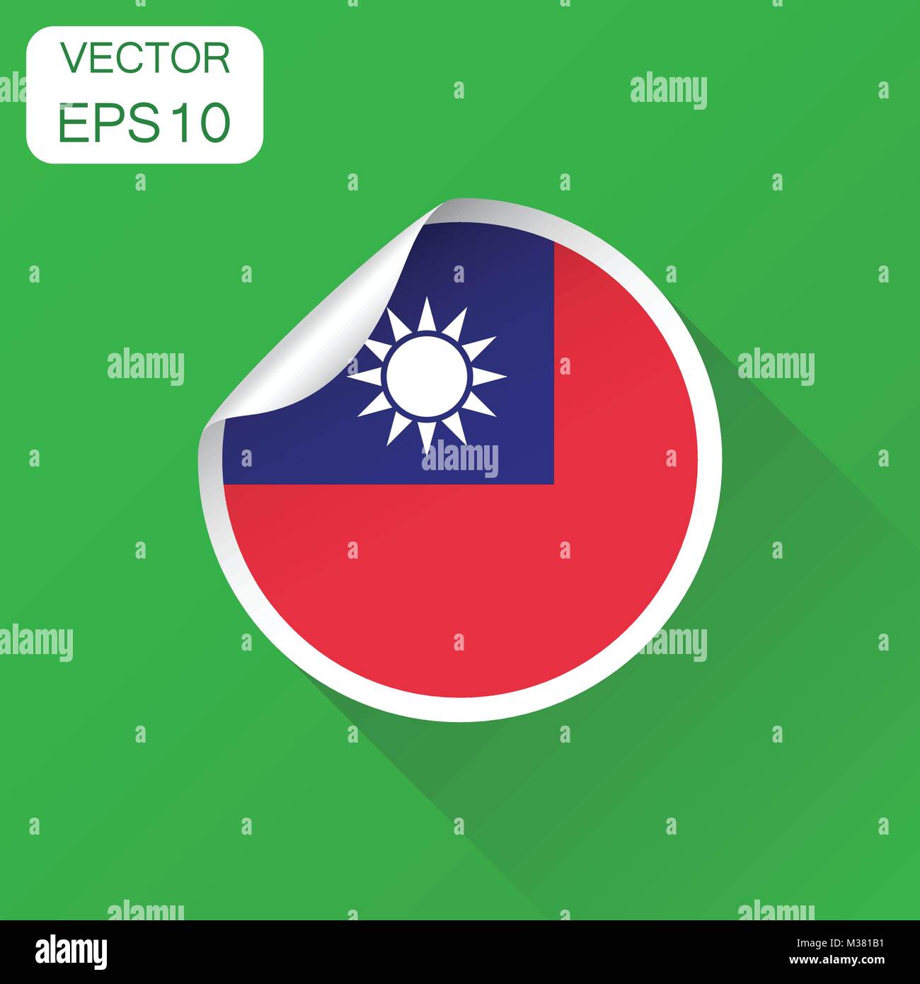 Taiwan sticker flag icon. Business concept Taiwan label pictogram ...