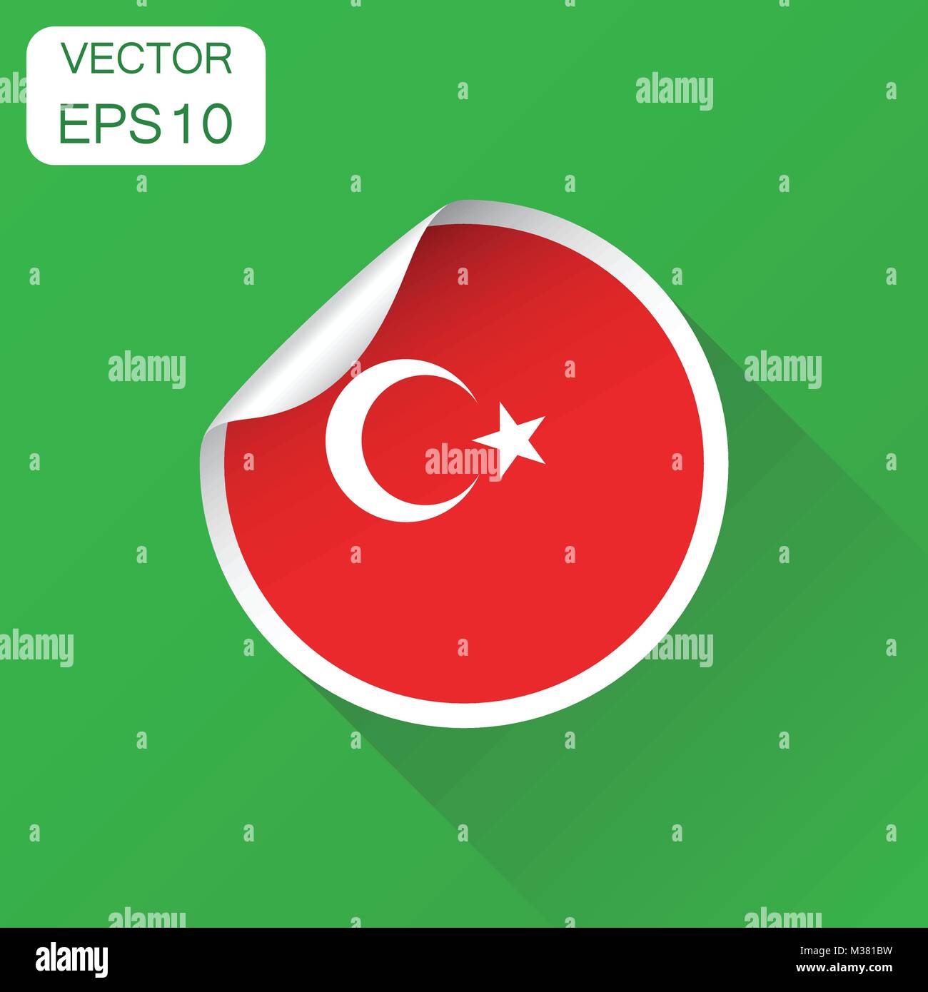 Turkey sticker flag icon. Business concept Turkey label pictogram ...