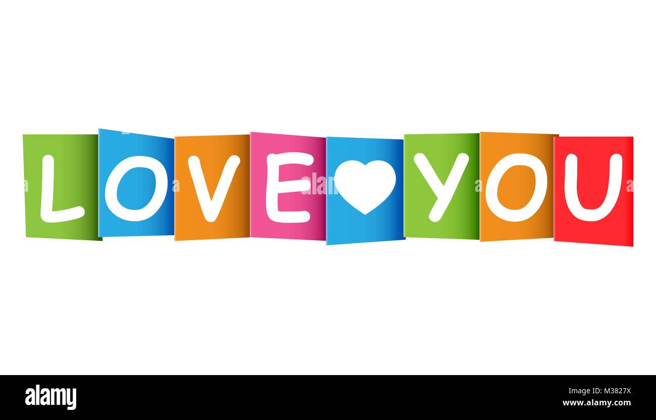 Love you colorful card. Vector illustration on white background ...