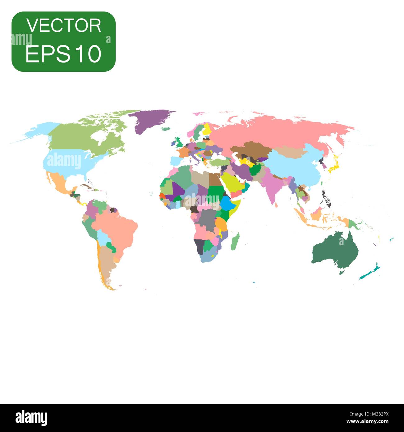 World map colorful political icon. Business concept world map pictogram ...