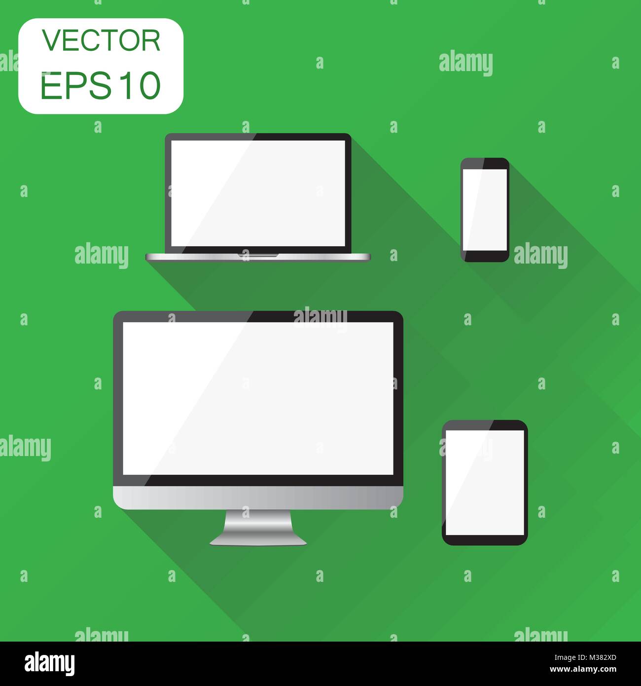 Realistic device icon. Business concept smartphone, tablet, laptop and ...