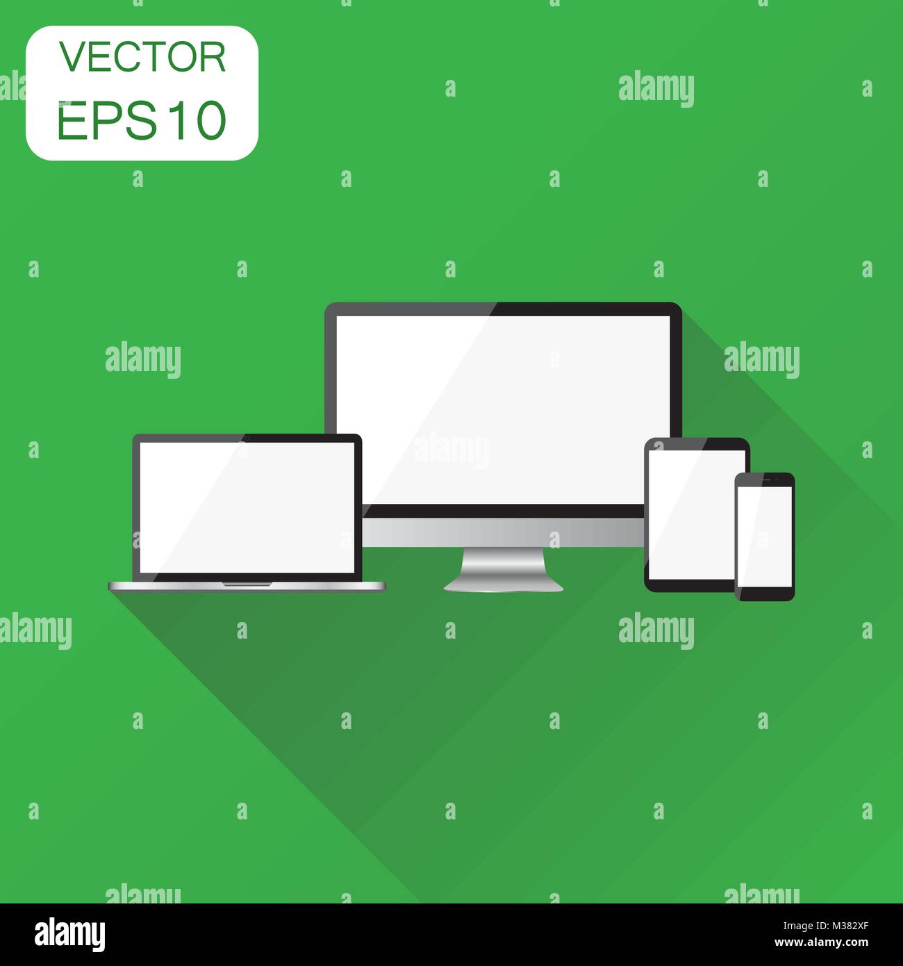 Realistic device icon. Business concept smartphone, tablet, laptop and ...