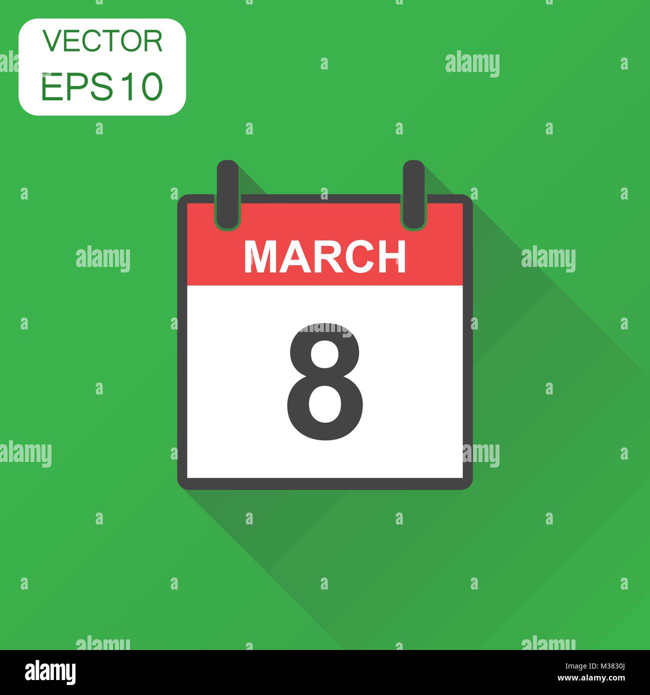 March 8 calendar icon. Business concept calendar pictogram. Vector ...