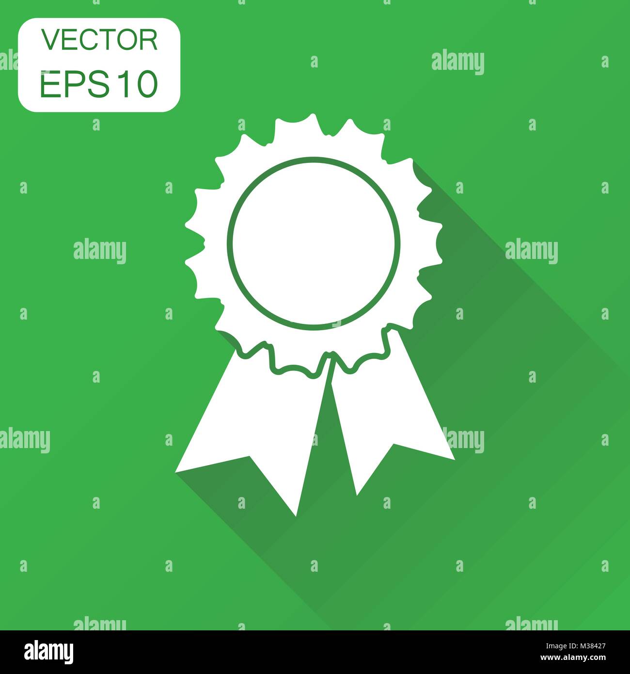 Badge with ribbon icon. Business concept award pictogram. Vector ...