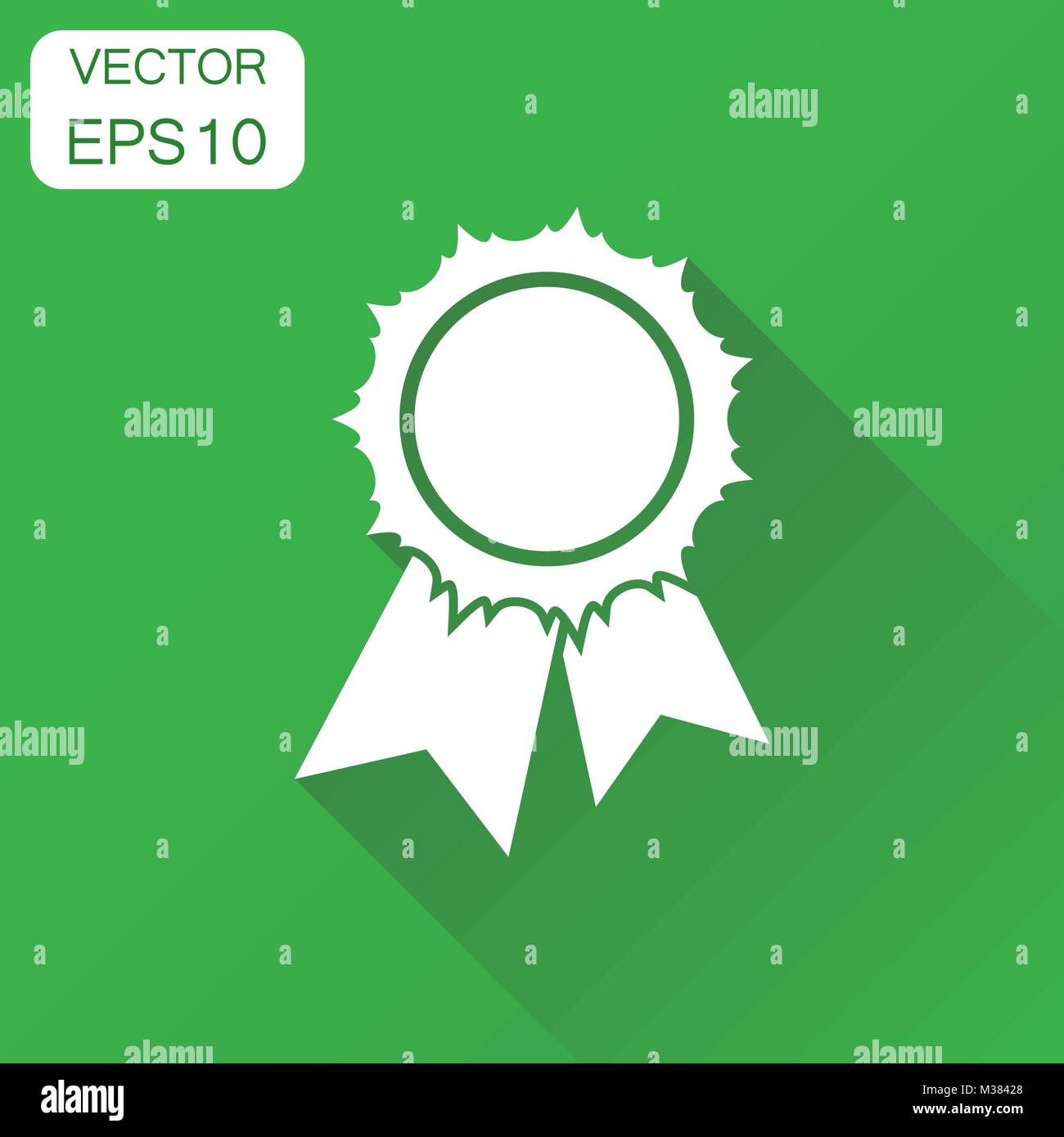 Badge with ribbon icon. Business concept award pictogram. Vector ...