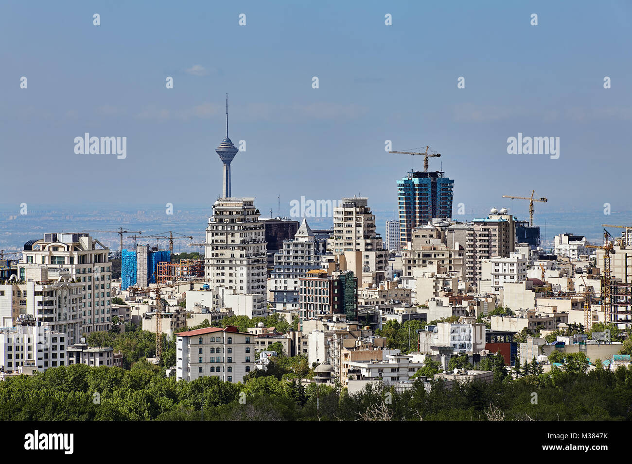 Tehran, Iran - April 28, 2017: top view of the construction site, tower ...