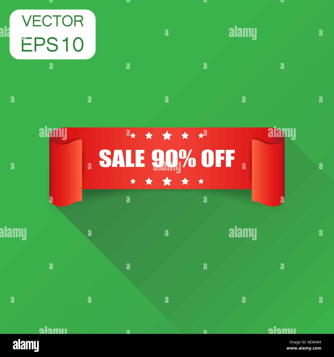 Sale 90% ribbon icon. Business concept sale 90 percent sticker label ...