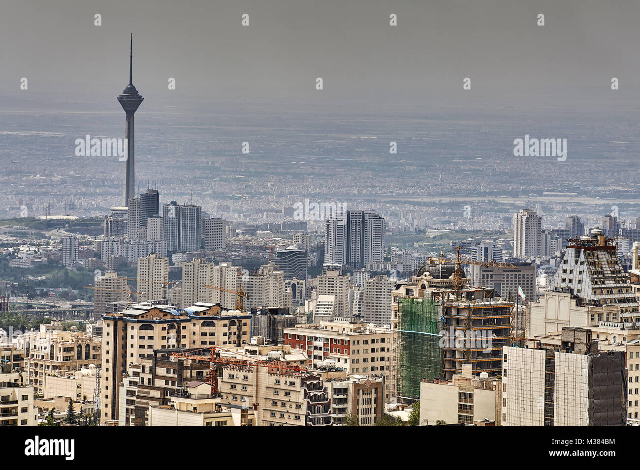 Tehran, Iran - April 28, 2017: top view of the residential area with ...