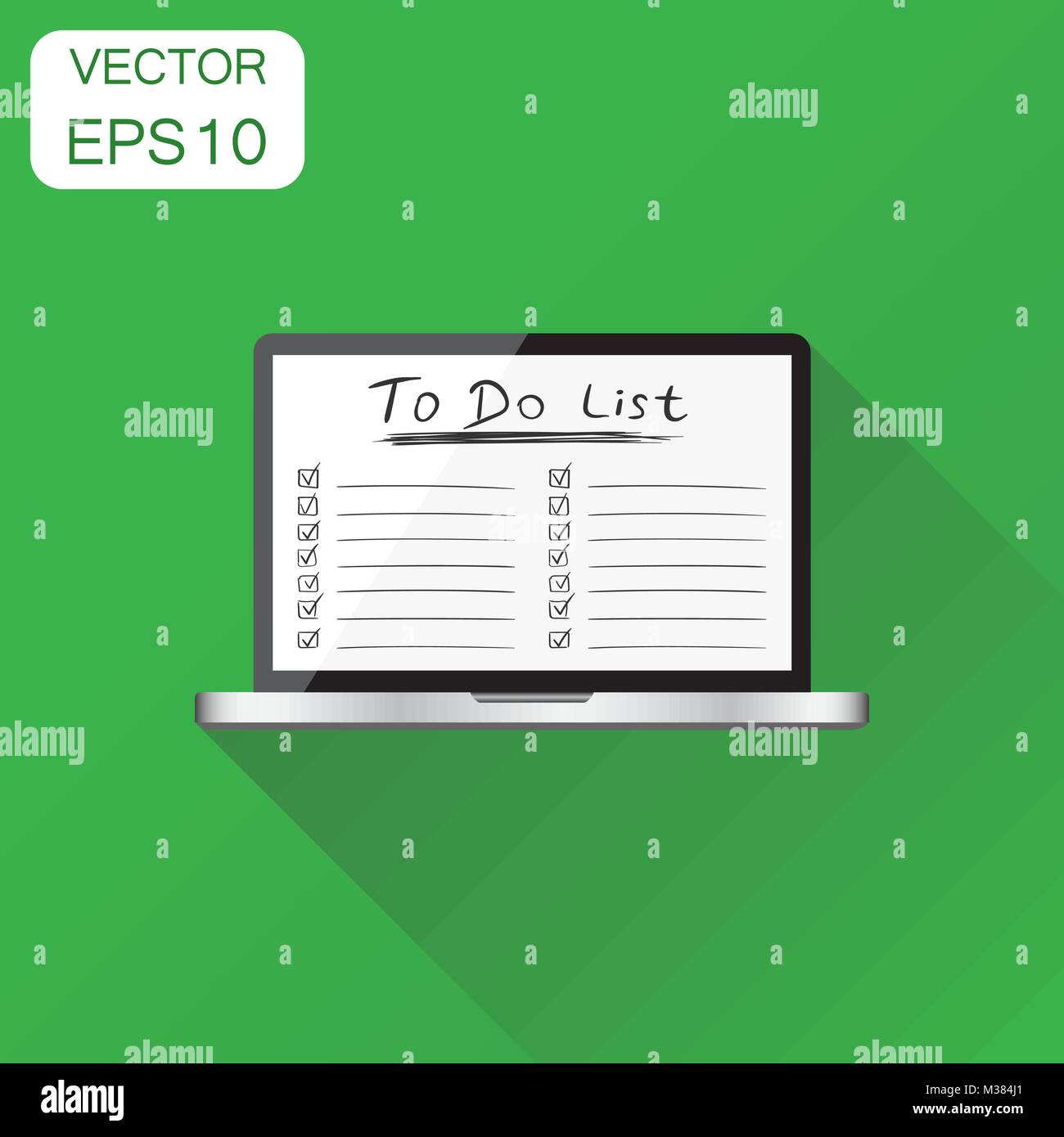 Checklist with laptop computer icon. Business concept task laptop ...