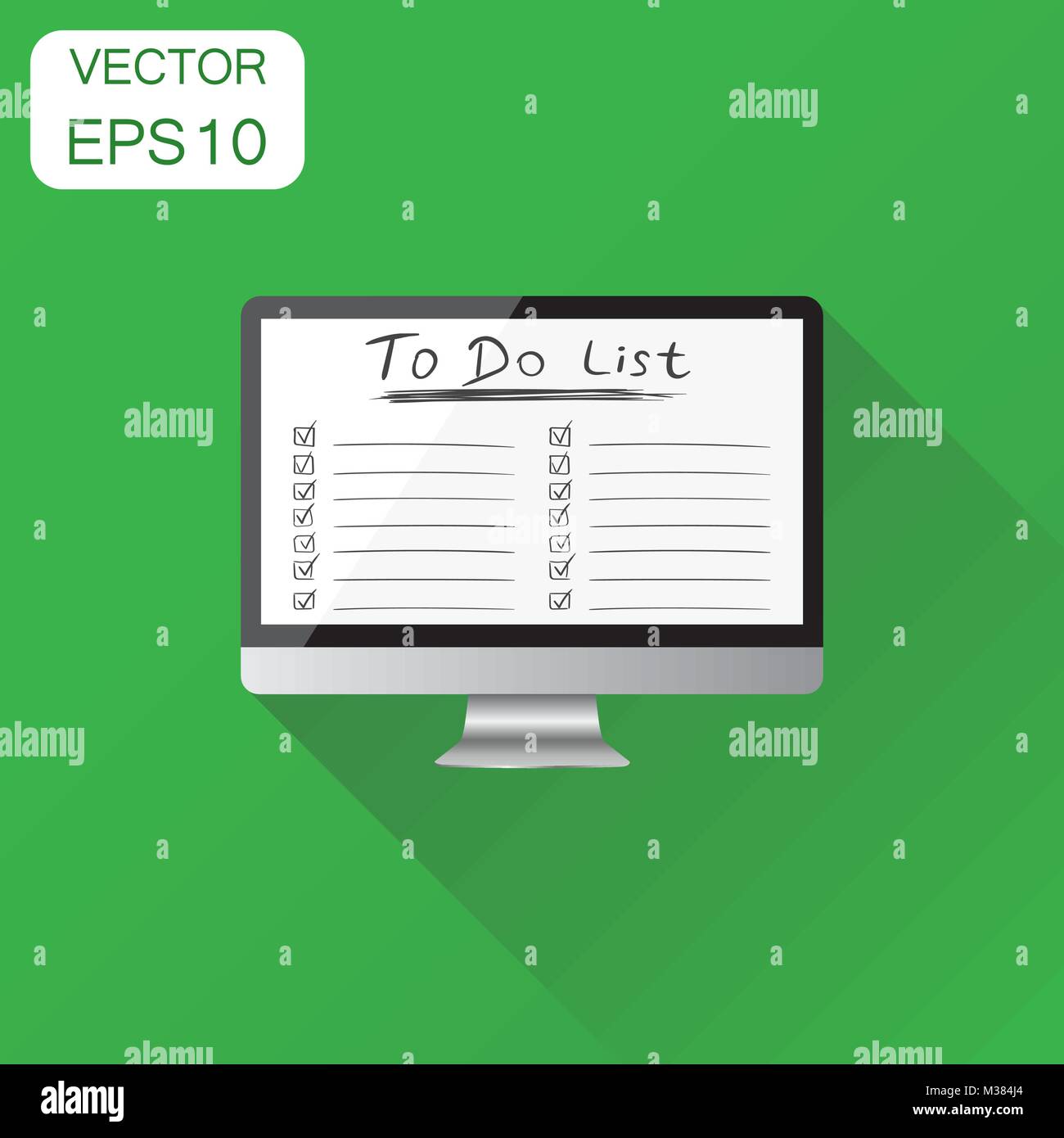 Checklist with computer icon. Business concept task computer monitor ...