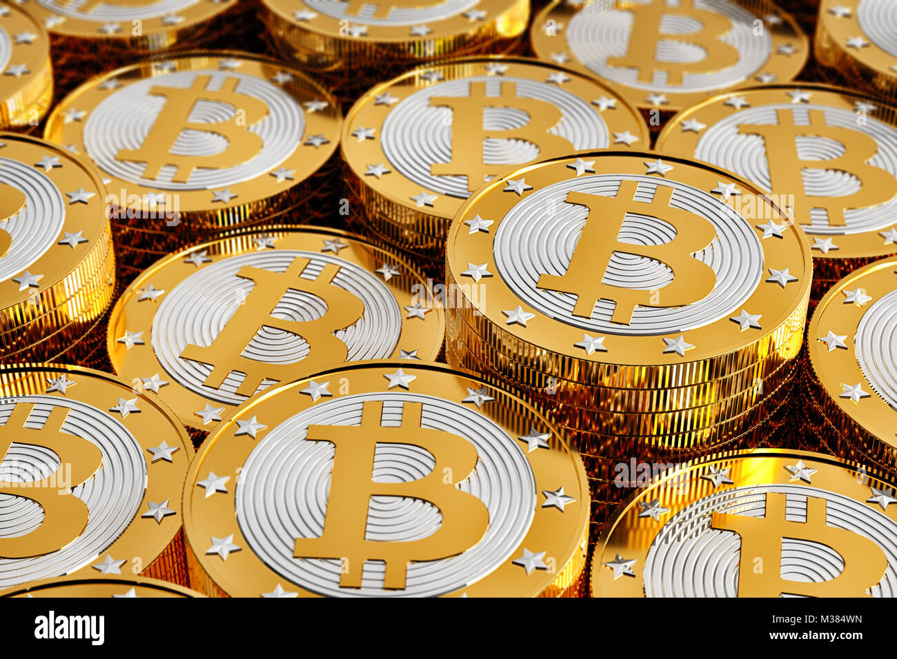 Bitcoin Stacks - 3D Rendering Stock Photo - Alamy