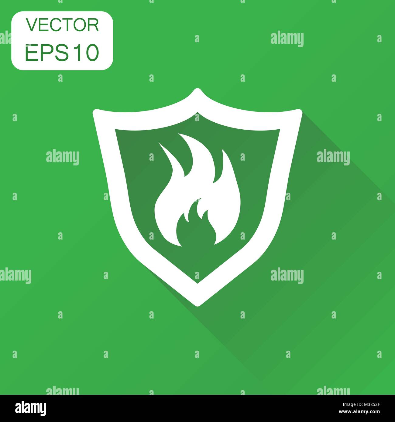 Fire warning sign shield icon. Business concept fire flame pictogram ...