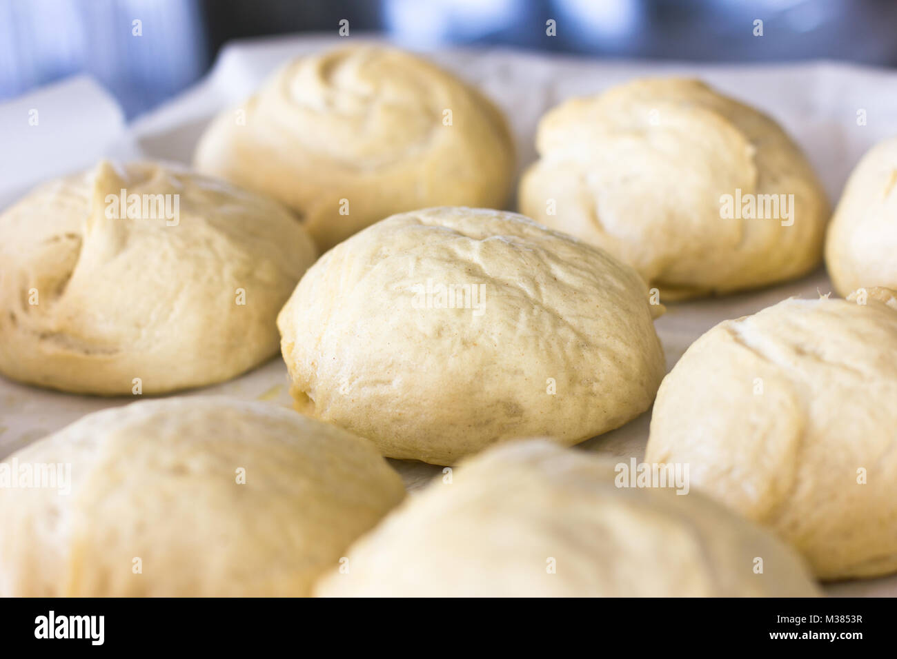 Steam buns from yeast wheat dough on tray Stock Photo - Alamy