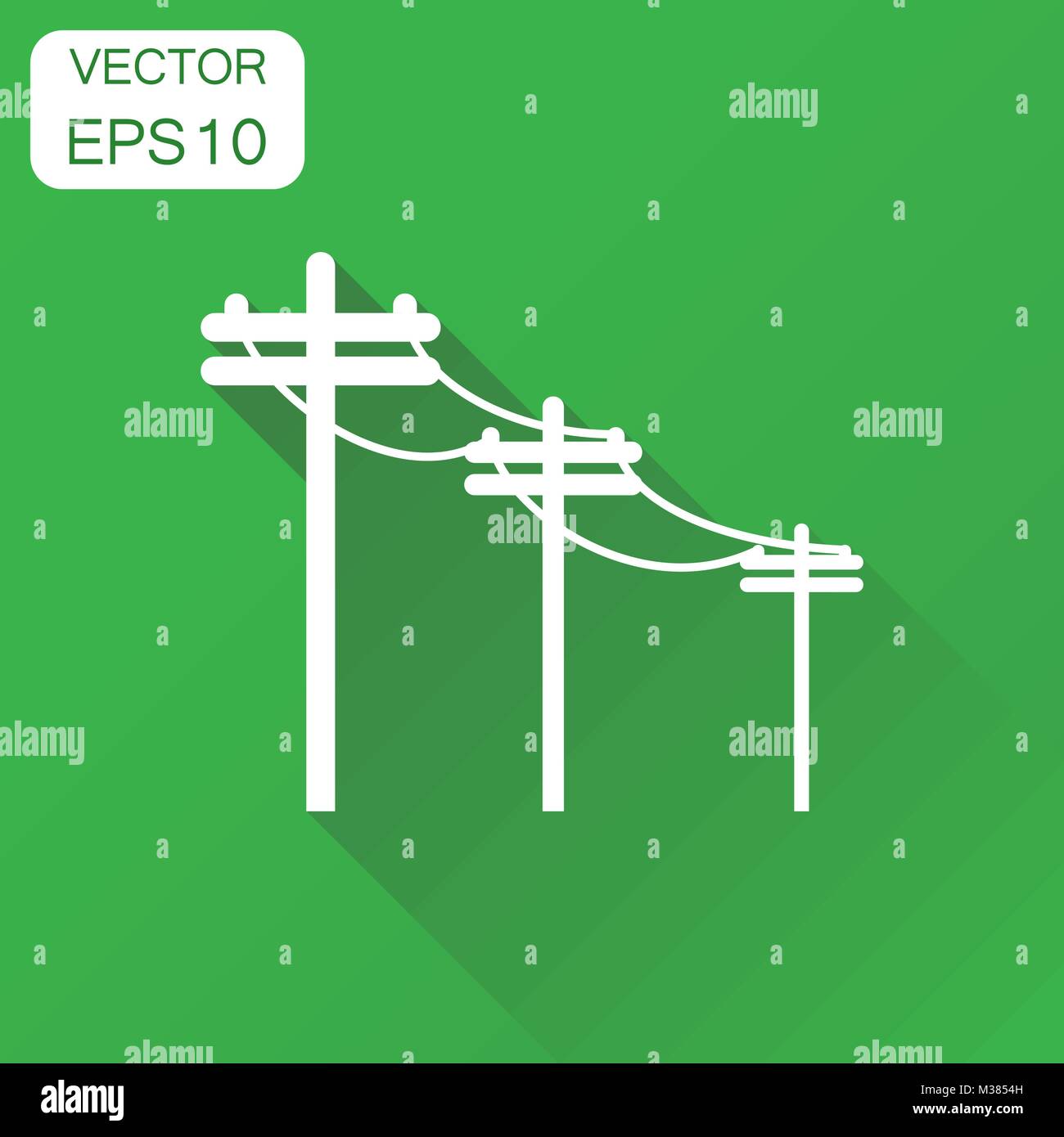 High voltage power lines icon. Business concept electric pole pictogram ...