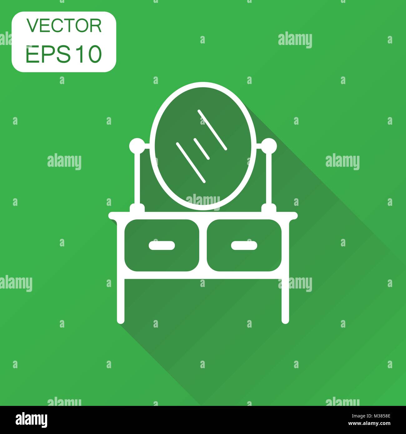 Furniture table with mirror icon. Business concept mirror pictogram ...