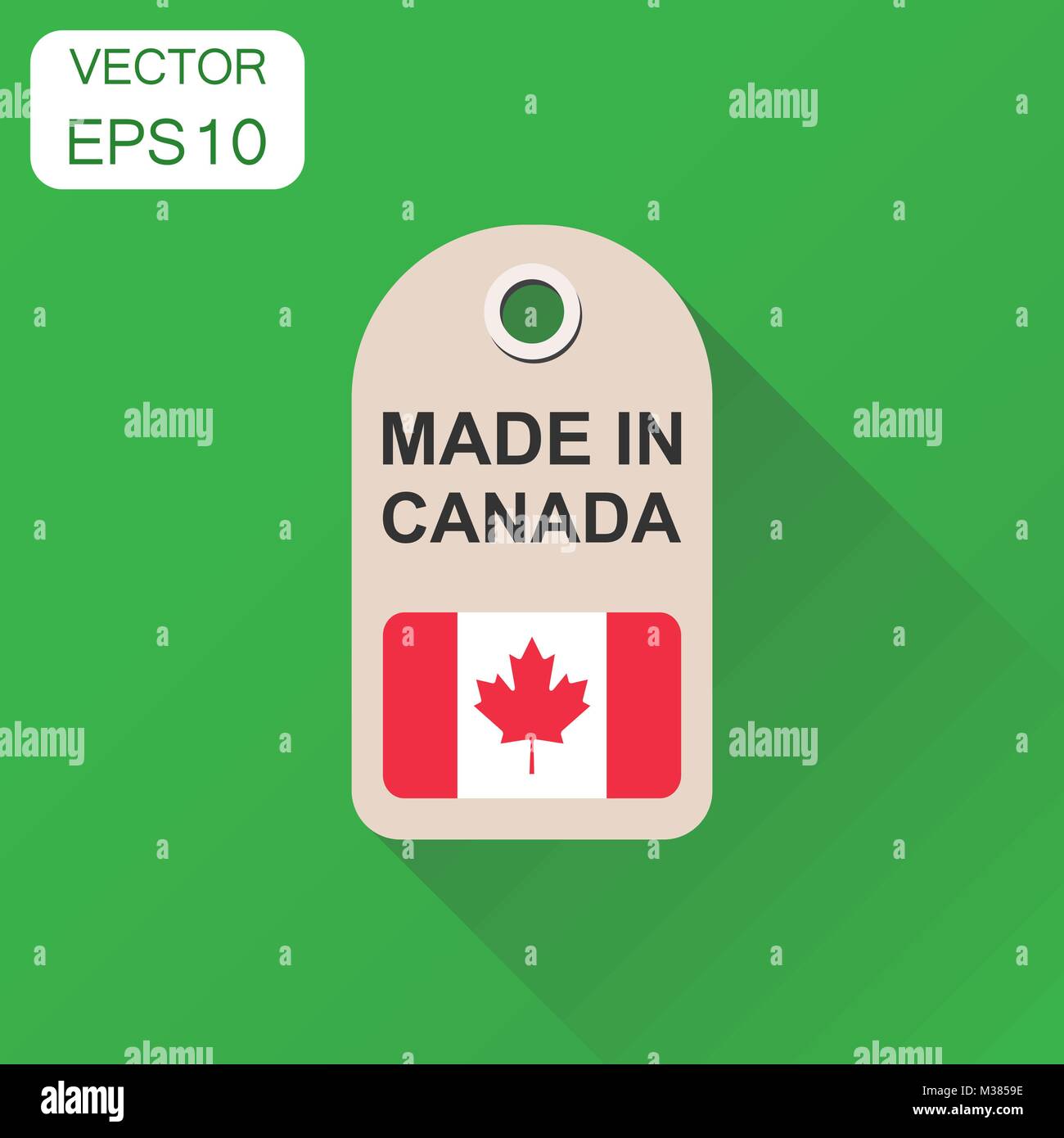 Hang tag made in Canada with flag icon. Business concept manufactured ...
