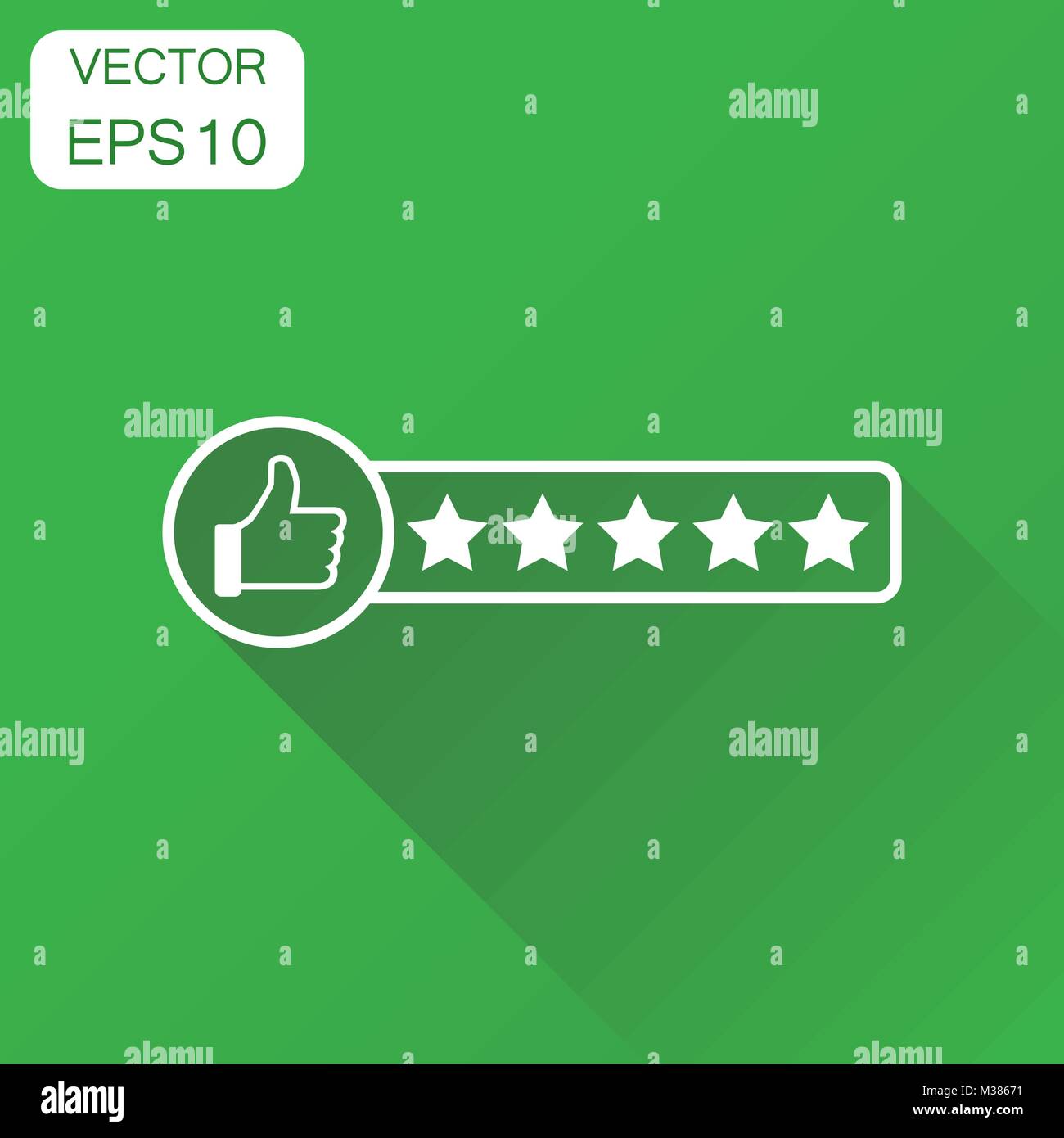 Customer review icon. Business concept thumb up with stars rating ...