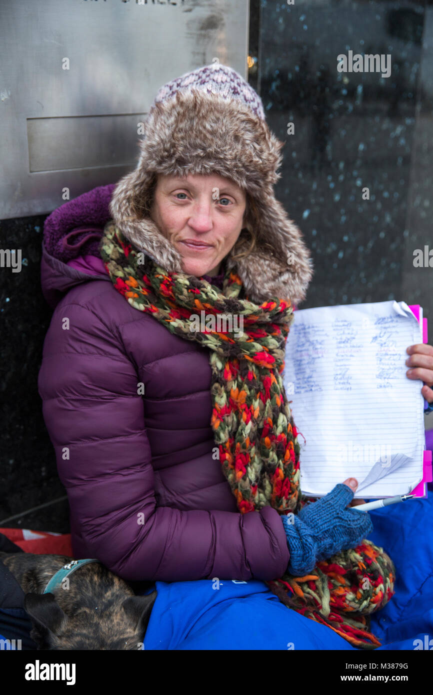 Cardiff, Wales, UK. 17th January 2018. Homeless woman Donna from ...