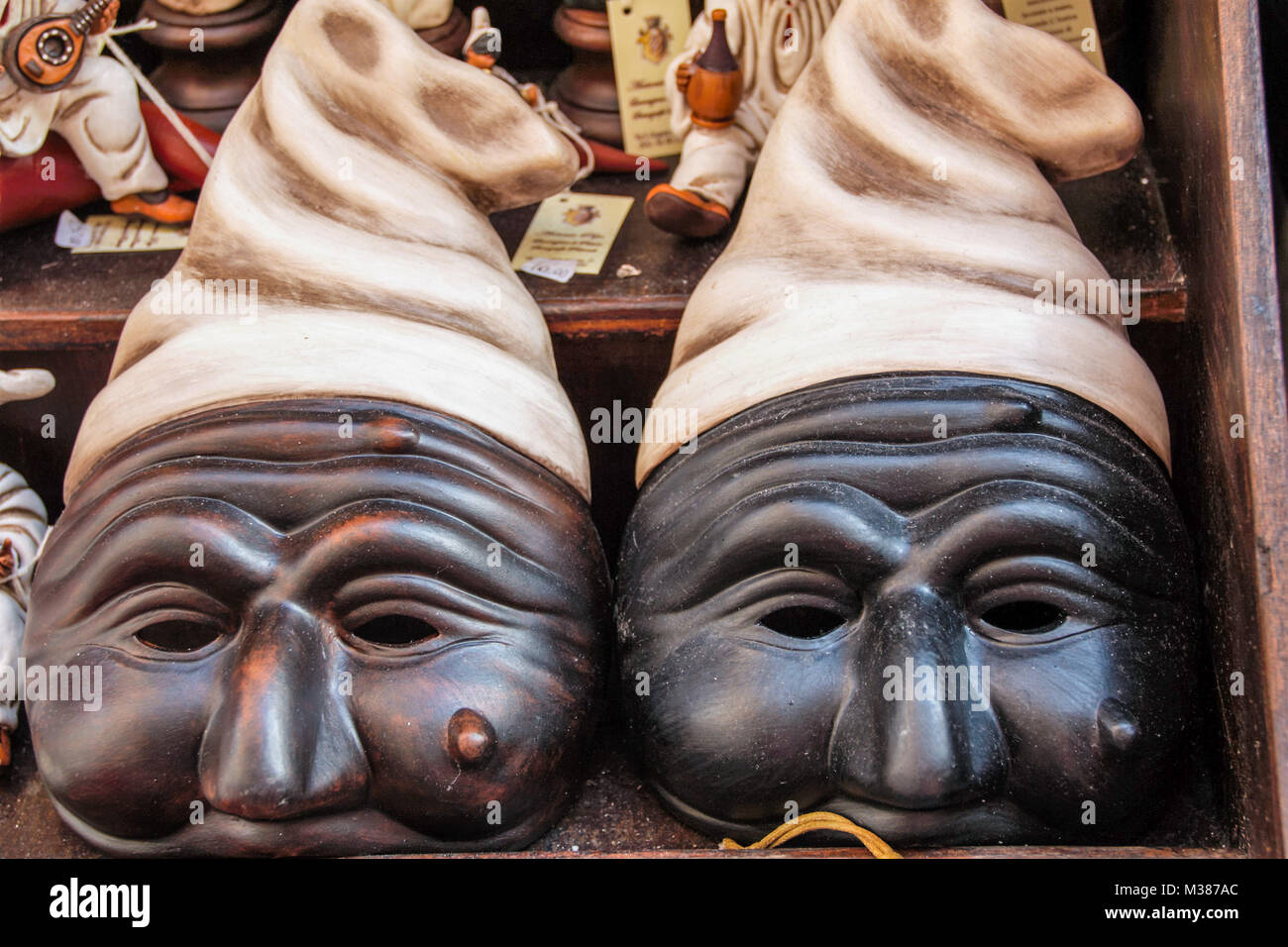 Traditional pulcinella masks , the icon figure representing neapolitan ...