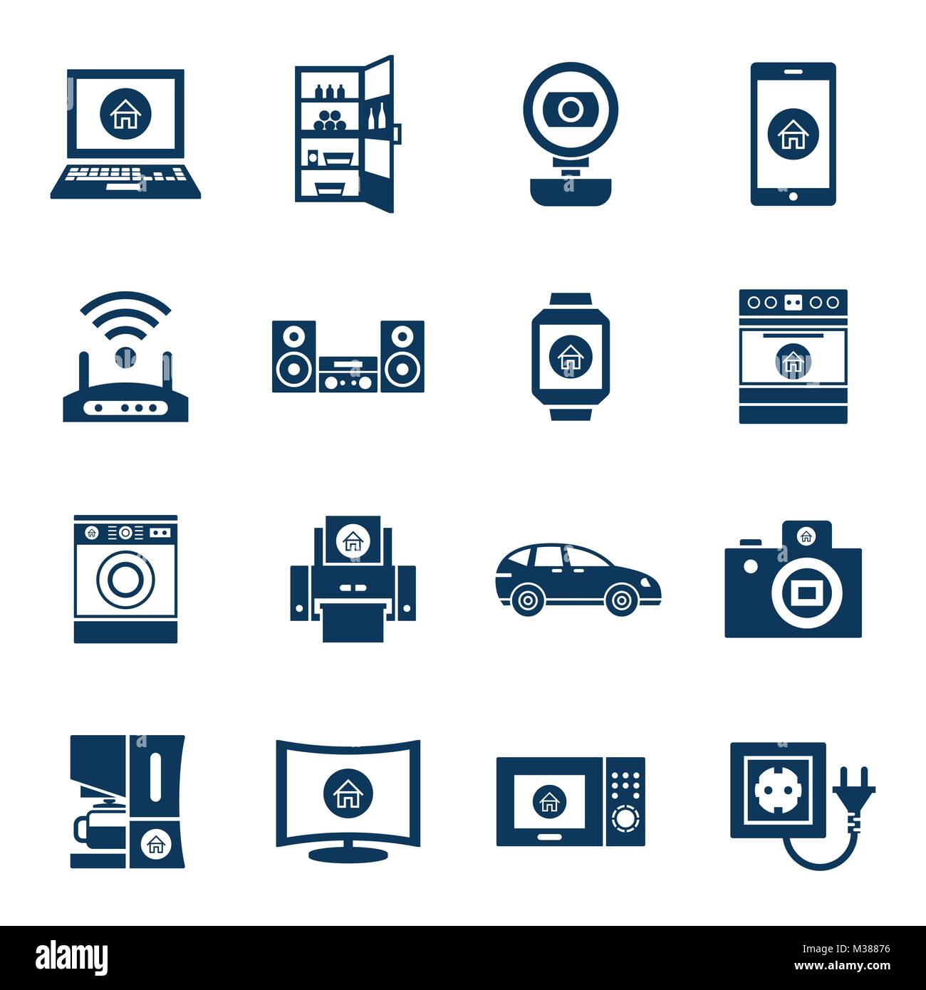 Digital smart flying internet of things concept objects color simple ...