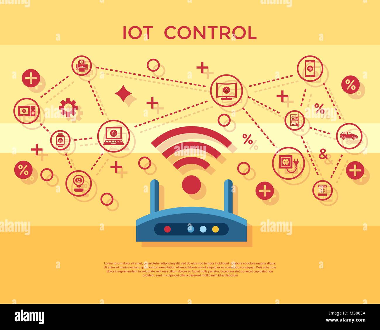 Digital vector red internet of things control infographics concept ...