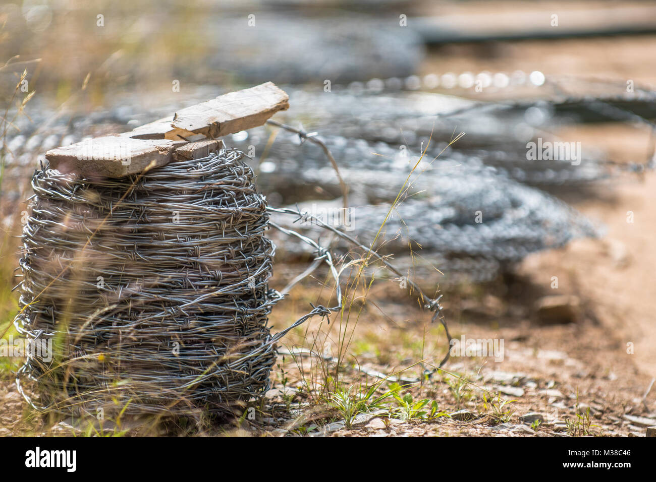 Barbed wire being used by the 251st Engineer Company (Sapper) to build ...