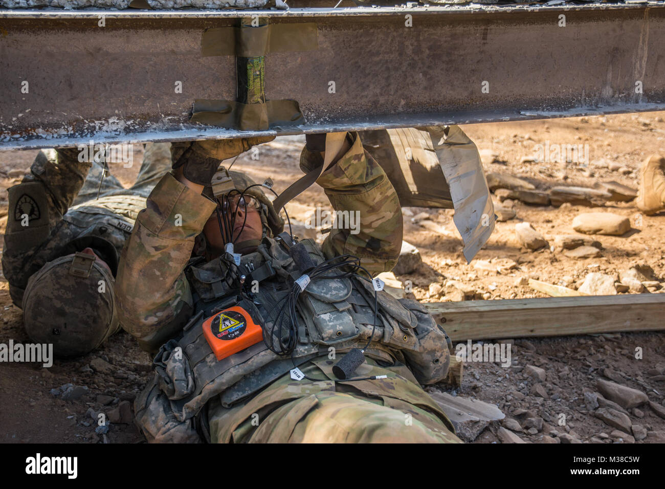Spc. Ben Crocker from the 251st Engineer Company (Sapper) prepares a C ...