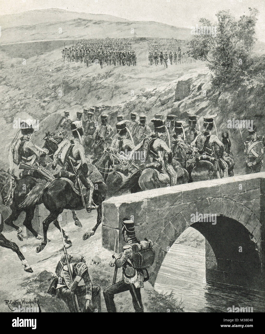 15th hussars crossing the bridge at tres puentes hi-res stock ...