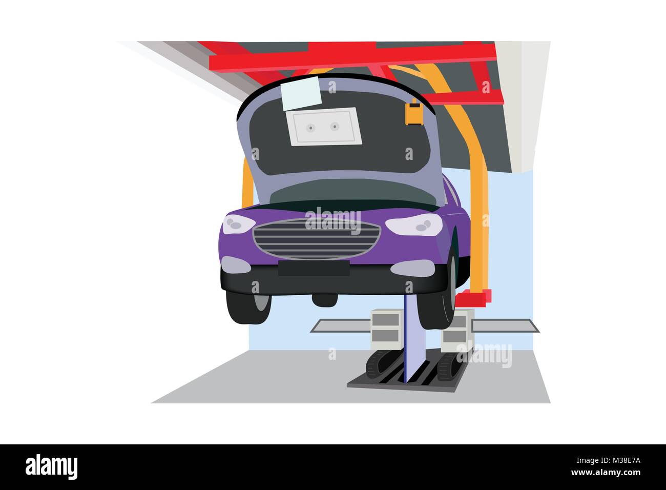 Illustration of assembly belt production in automobile industry, vector ...