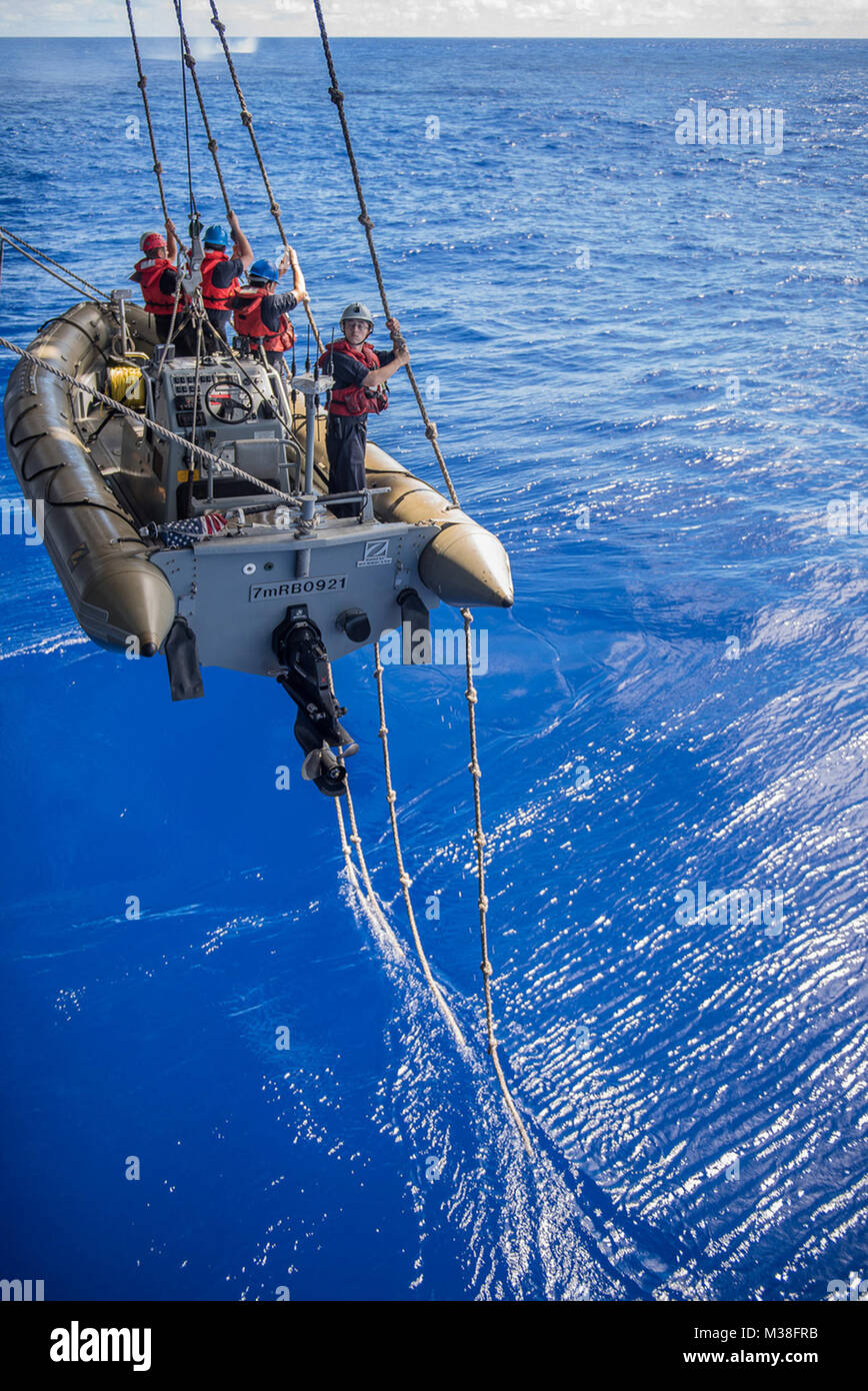 USS Theodore Roosevelt lowers a RHIB into the Pacific Ocean by #PACOM ...