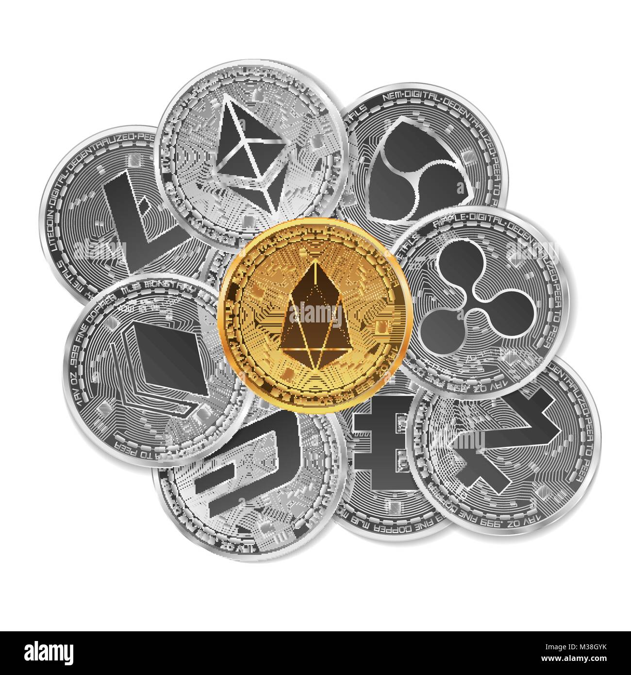 Set of gold and silver crypto currencies Stock Vector Image & Art - Alamy