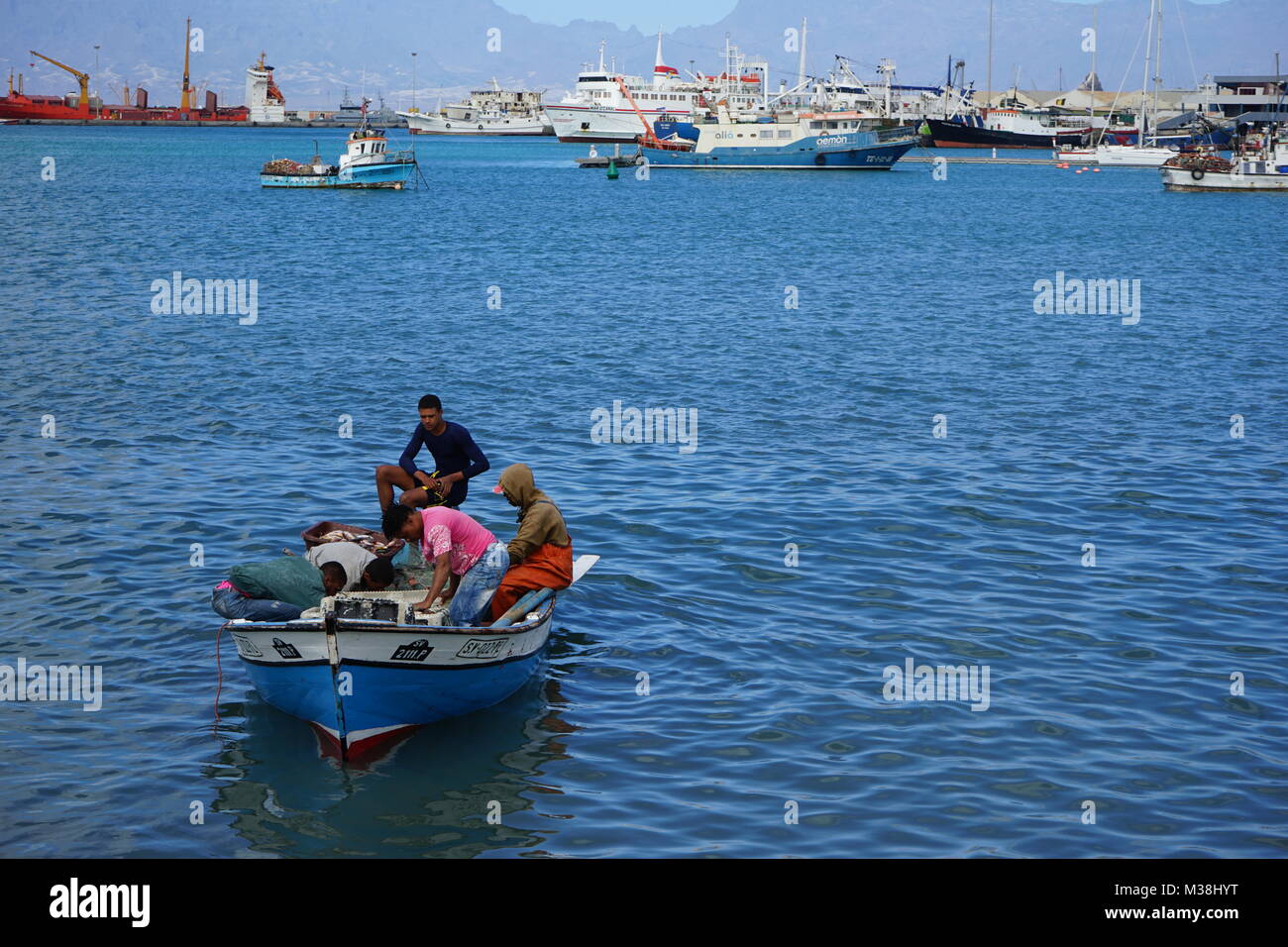 fishermen bringing fish to the fish market in Minelo Stock Photo - Alamy