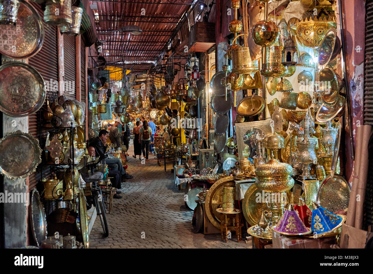 metal work on Berber market in Marrakesh, Morocco, Africa Stock Photo ...