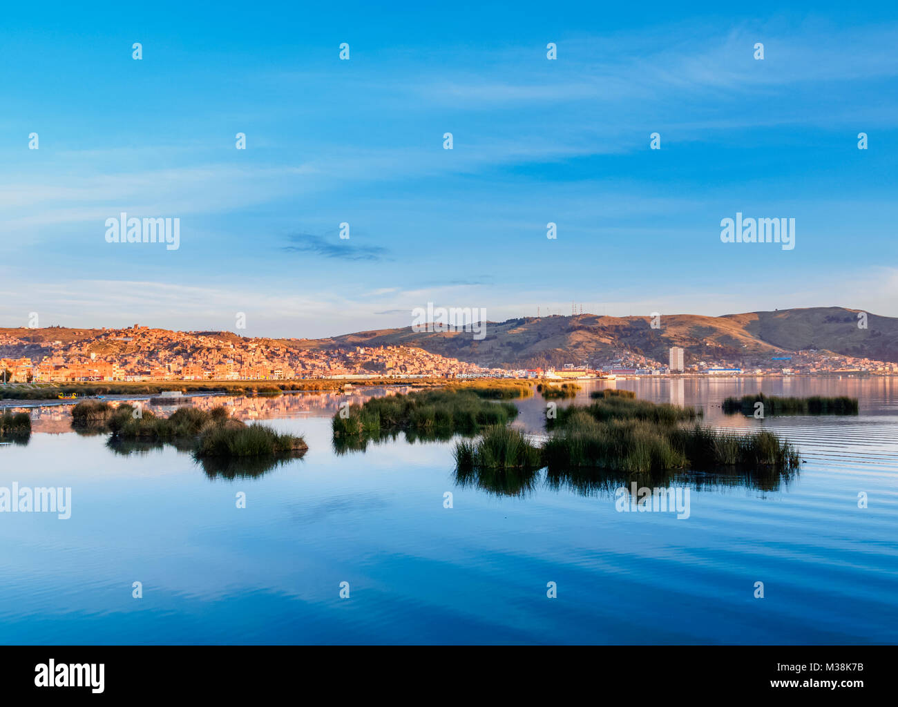 Lake Titicaca at sunrise, Puno, Peru Stock Photo - Alamy