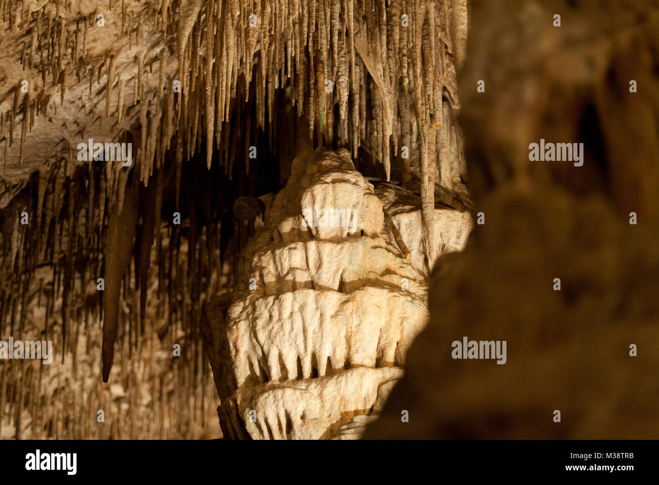 Caves of Drach with many stalagmites and stalactites. Majorca, Spain ...