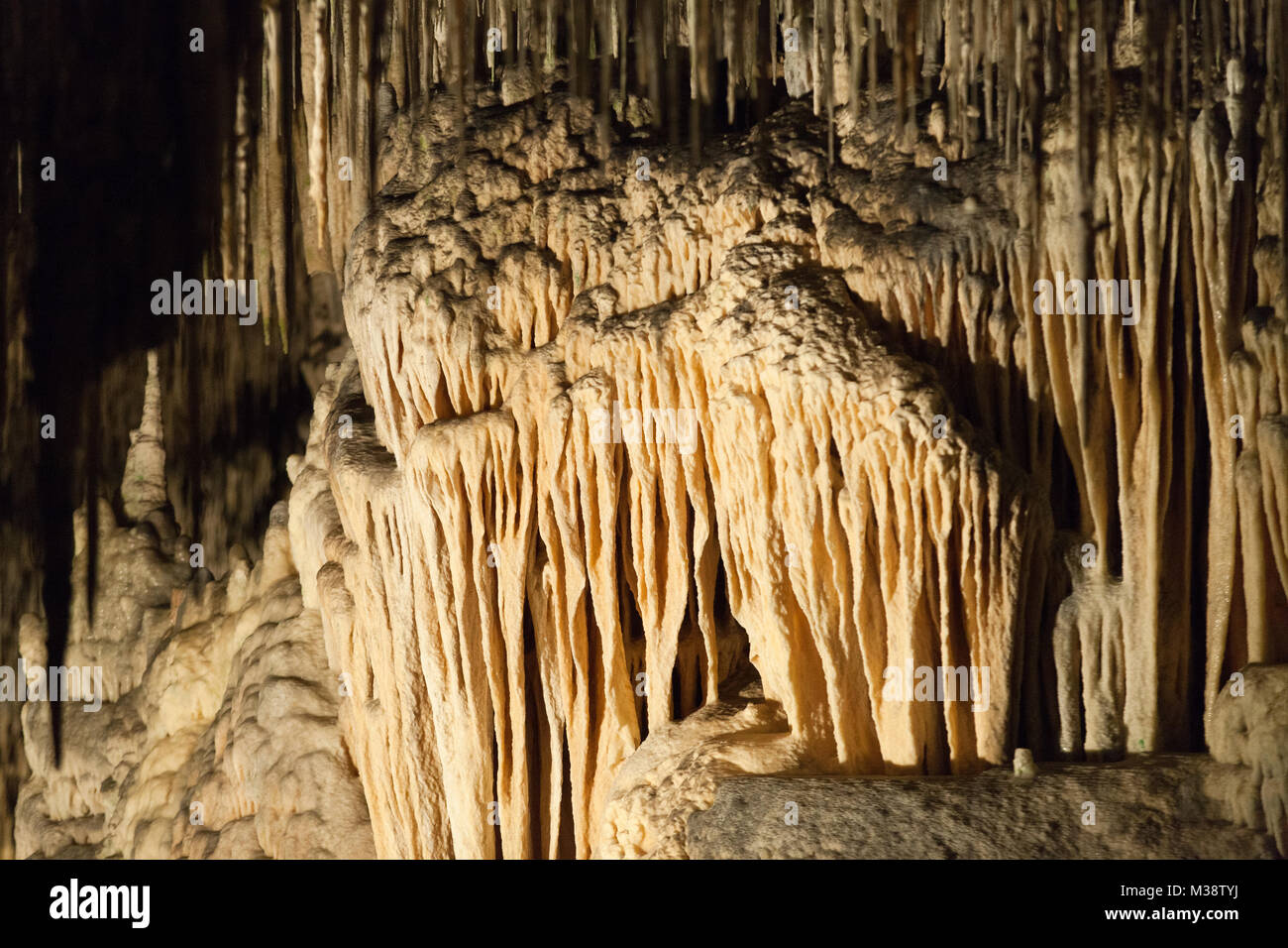 Caves of Drach with many stalagmites and stalactites. Majorca, Spain ...