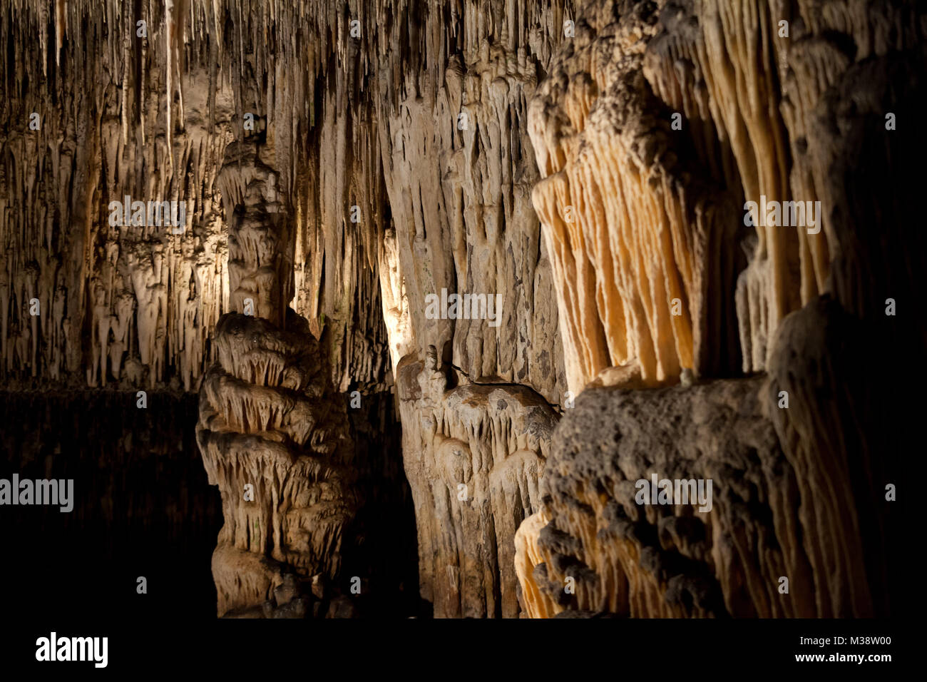 Caves of Drach with many stalagmites and stalactites. Majorca, Spain ...