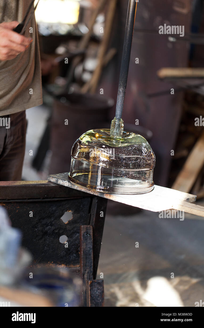 glass blower carefully making his product Stock Photo - Alamy