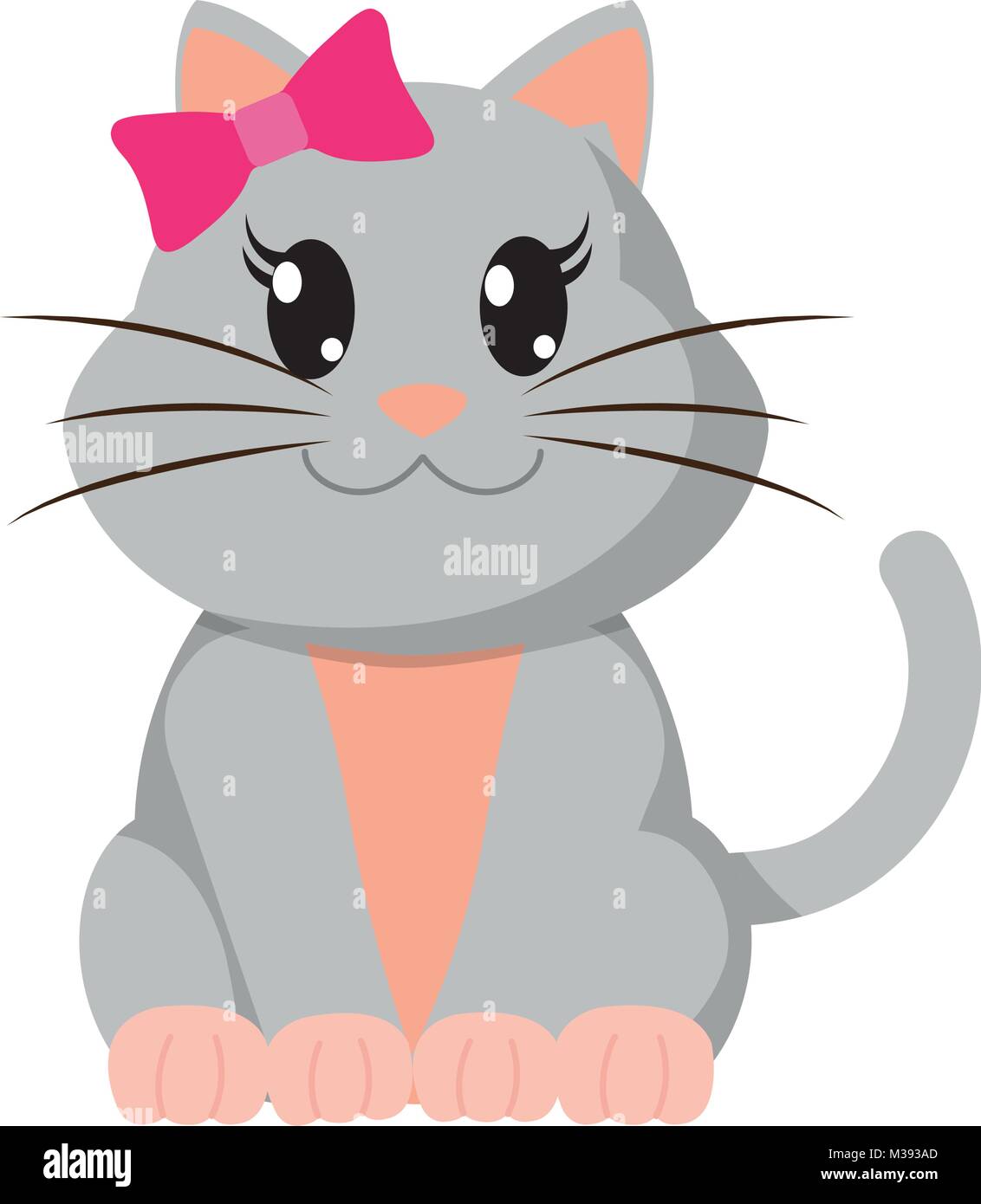 colorful female cat cute animal with ribbon bow Stock Vector Image ...