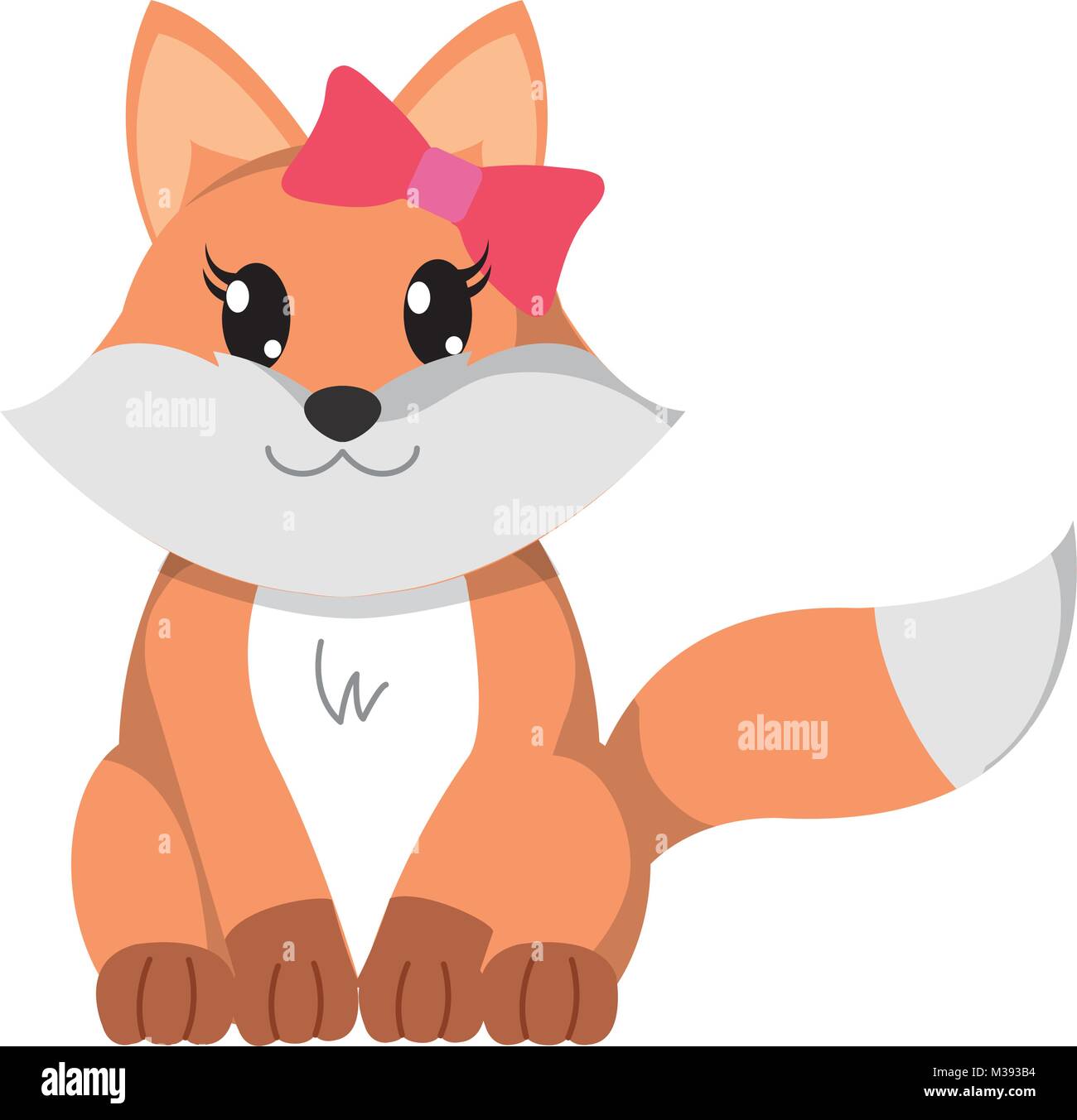 colorful female fox cute animal with ribbon bow Stock Vector Image ...