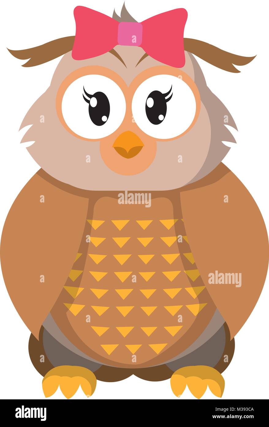 colorful female owl cute animal with ribbon bow Stock Vector Image ...