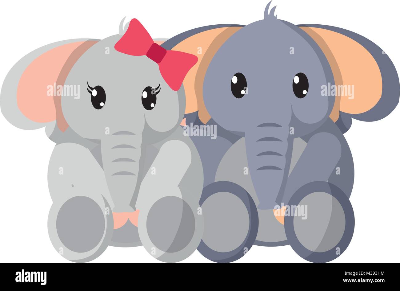 colorful couple elephant cute animal together Stock Vector Image & Art ...